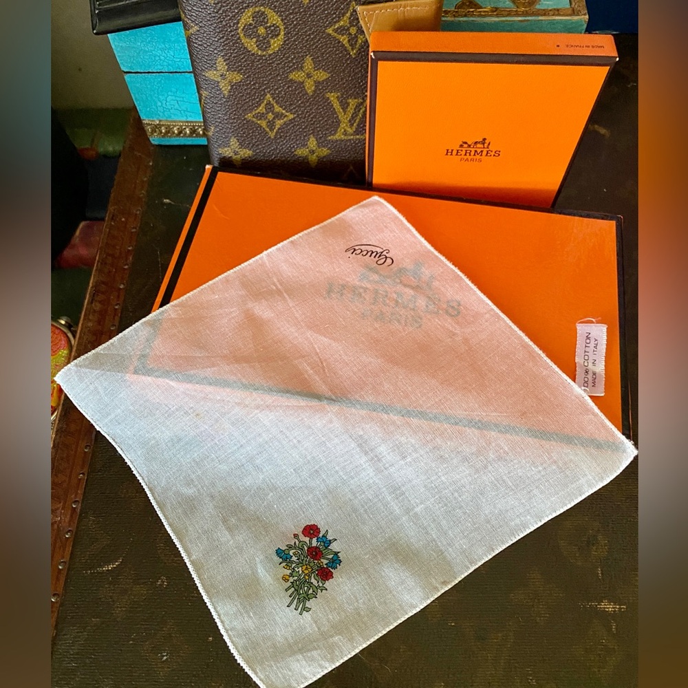 Rare Vintage Gucci Italian Cotton Handkerchief Hankie… - Gem